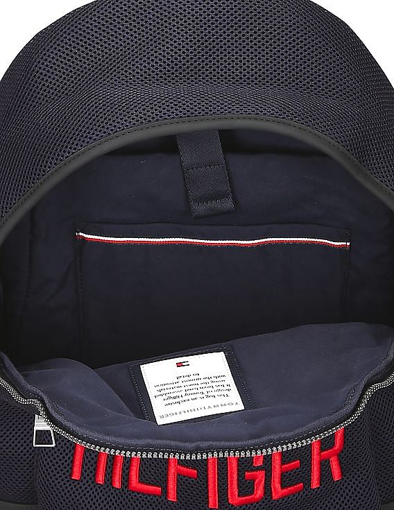 Buy Tommy Hilfiger Women Navy Embroidered Logo Mesh Backpack NNNOW