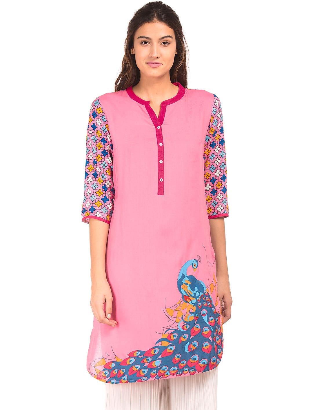 Buy Karigari Printed Mock Placket Kurta - NNNOW.com