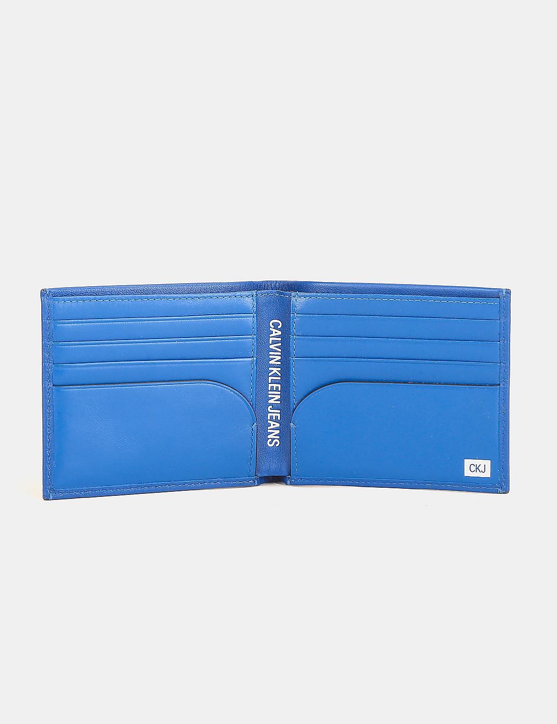 Buy Calvin Klein Men Blue Solid Bi Fold Card Holder Leather Wallet NNNOW